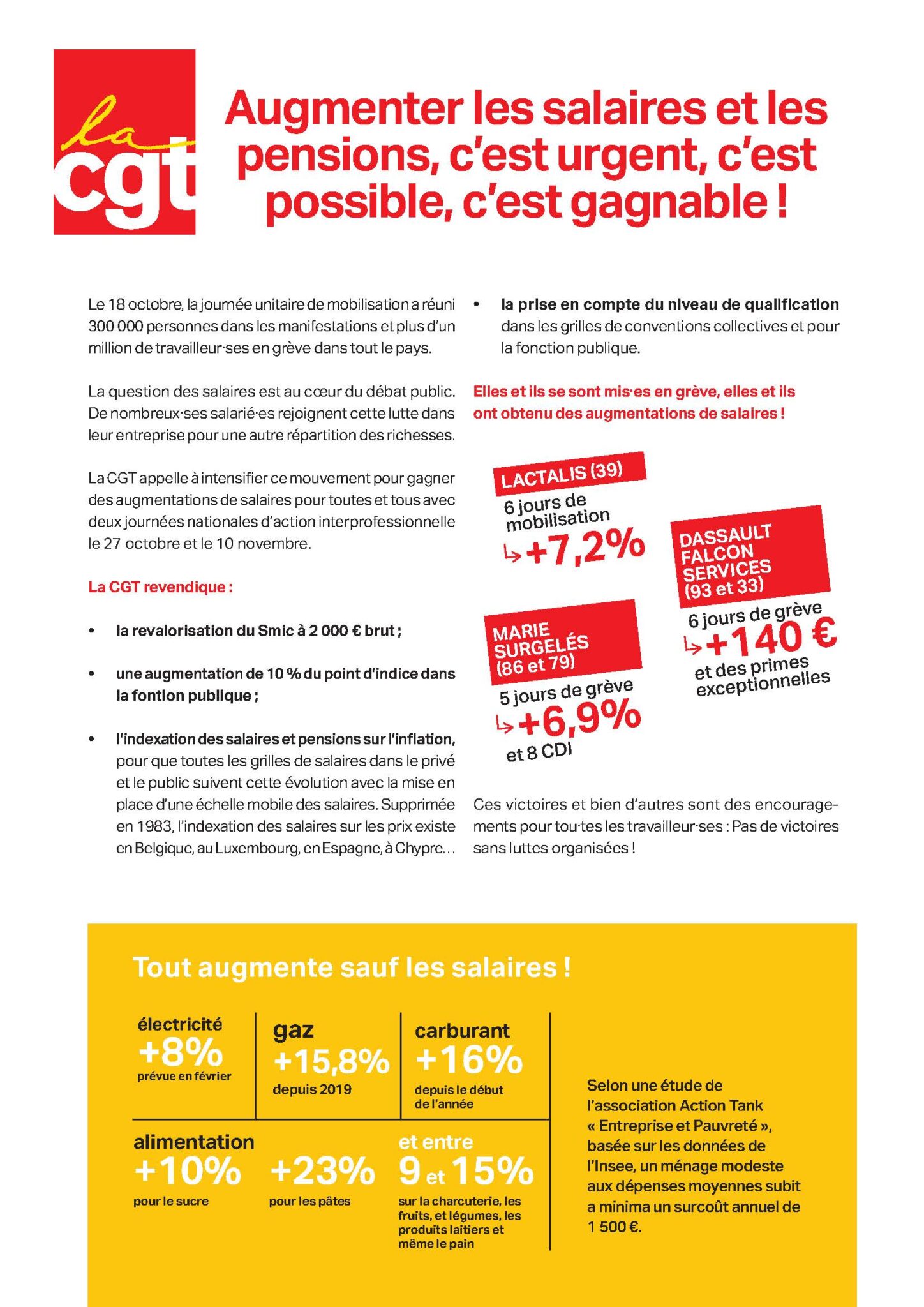 27 octobre : Augmenter les salaires et les pensions, c'est urgent, c ...