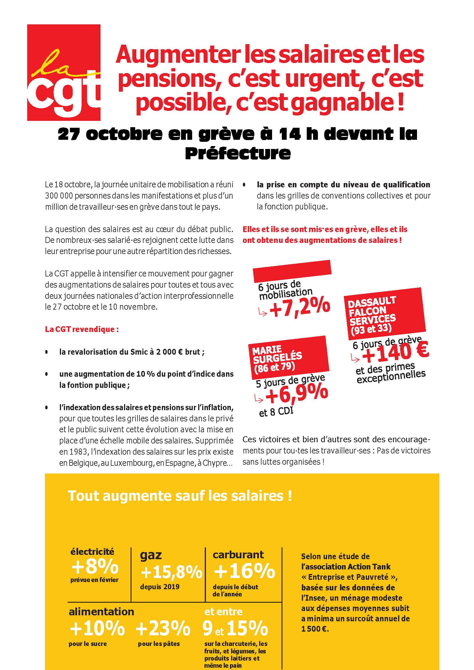 27 octobre : Augmenter les salaires et les pensions, c'est urgent, c'est possible, c'est ...